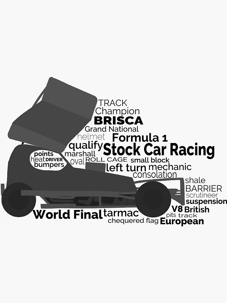 "F1 Stock Car Racing in words - Cayzer Racing" Sticker for Sale by ...