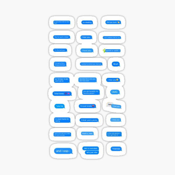 "Blue Text Aesthetic Sticker Pack Of 30" Sticker by rojx2 | Redbubble