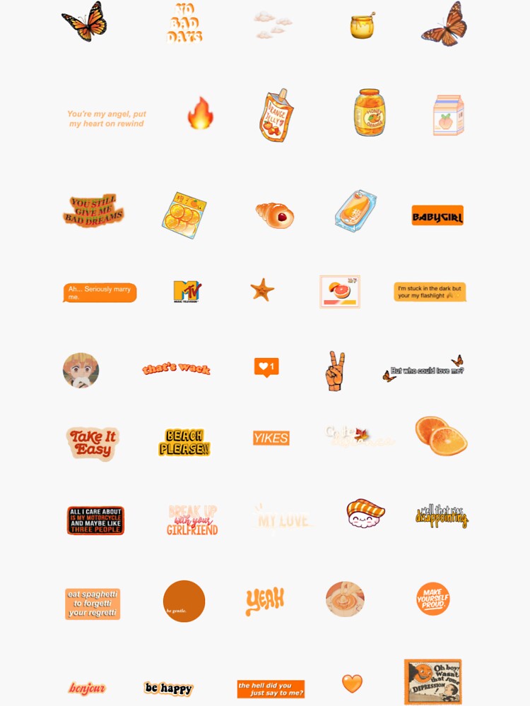 "Orange Aesthetic Laptop Sticker Pack Of 45" Sticker for Sale by rojx2 ...