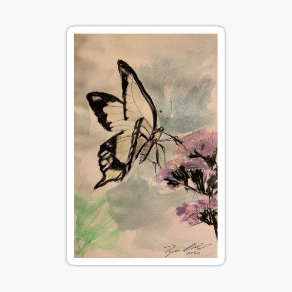 "Fluttering and Flattered " Sticker for Sale by BroadwayArtwork | Redbubble