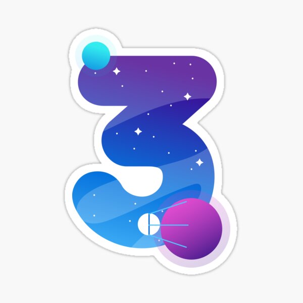 "NUMBER THREE" Sticker for Sale by hakimpod | Redbubble