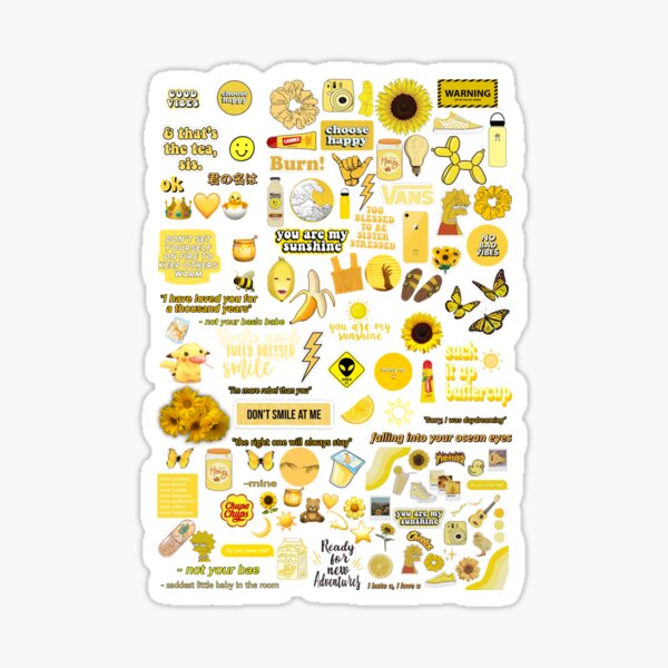 "Yellow Aesthetic Laptop Sticker Pack Of 114" Sticker for Sale by rojx2 ...