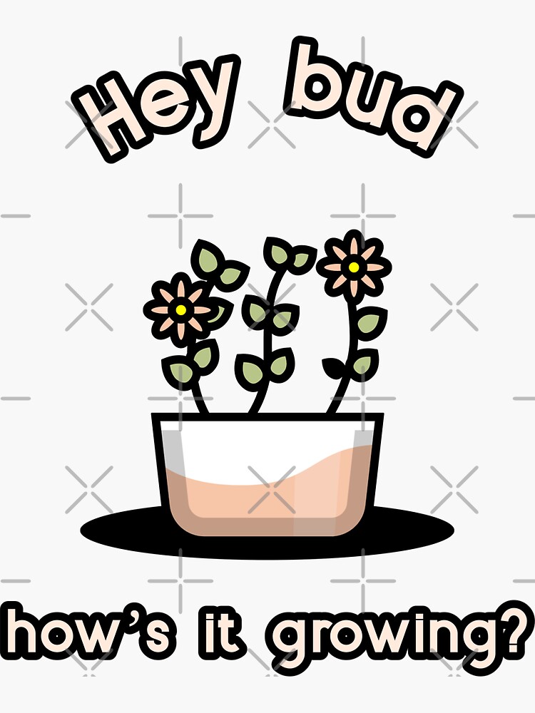 "Hey bud, how's it growing? Flowers in a pot" Sticker for Sale by ...
