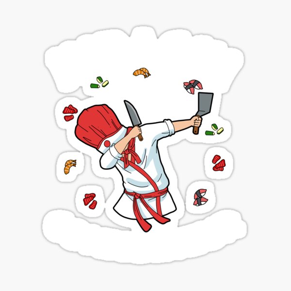 "Hibachi Chef Costume Hibachi Connoisseur Japanese Hibachi" Sticker for ...