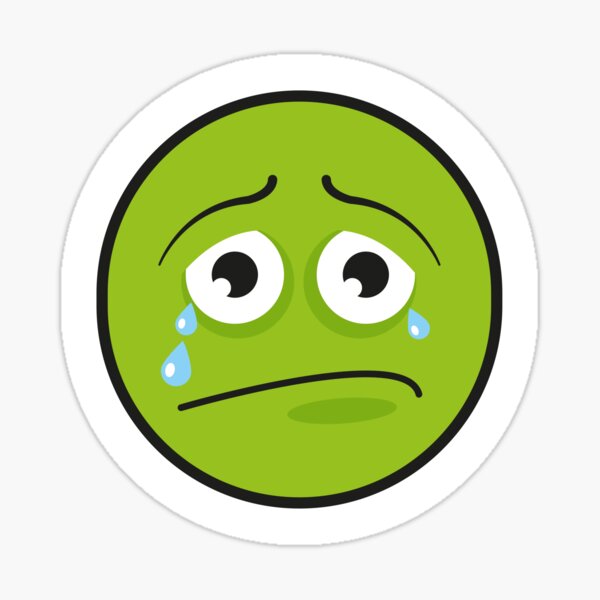 " crying green emoji face" Sticker for Sale by Bubsart78 | Redbubble