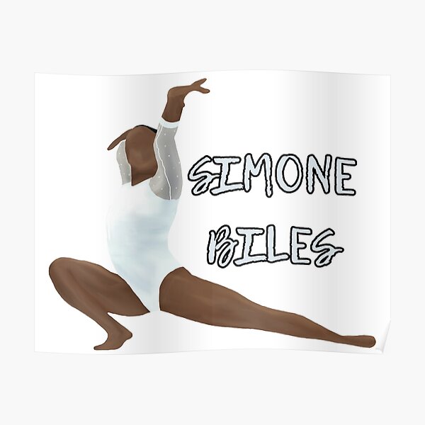 "Simone Biles Gymnast Art with Name - White leo" Poster for Sale by ...