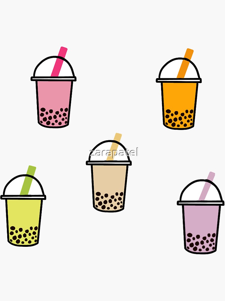 "boba tea sticker pack " Sticker for Sale by zarapatel | Redbubble