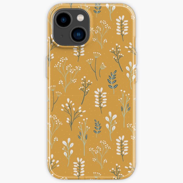 "Mustard & Teal Botanical Garden Leaves Floral Print" iPhone Case for ...