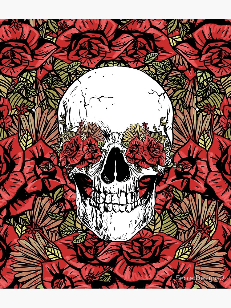 "Cool and Edgy Rose Skull Design" Poster by SecretDesigns0 | Redbubble