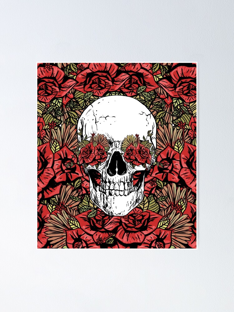 "Cool and Edgy Rose Skull Design" Poster by SecretDesigns0 | Redbubble