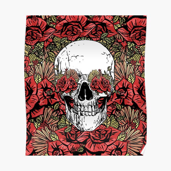 "Cool and Edgy Rose Skull Design" Poster by SecretDesigns0 | Redbubble