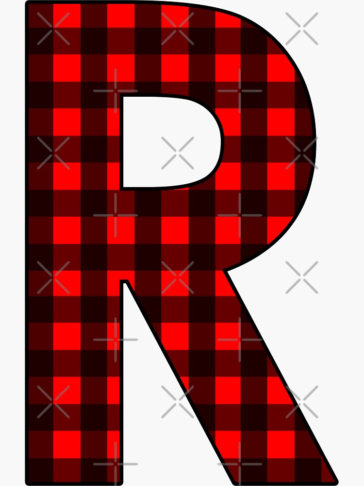 "The Letter R - Monogram in Red and Black Buffalo Plaid" Sticker for ...