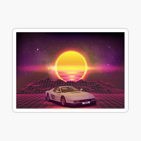 "Testarossa Synthwave Car" Sticker for Sale by yaekus | Redbubble