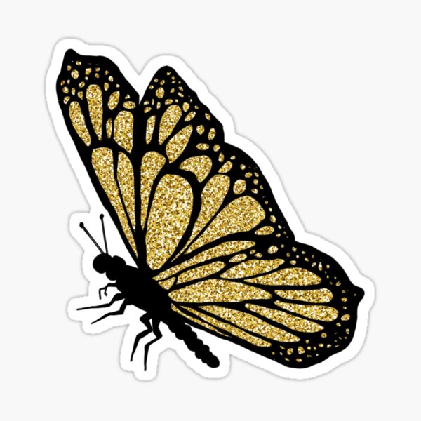 "Gold Glitter Butterfly " Sticker for Sale by Alondra-0G | Redbubble