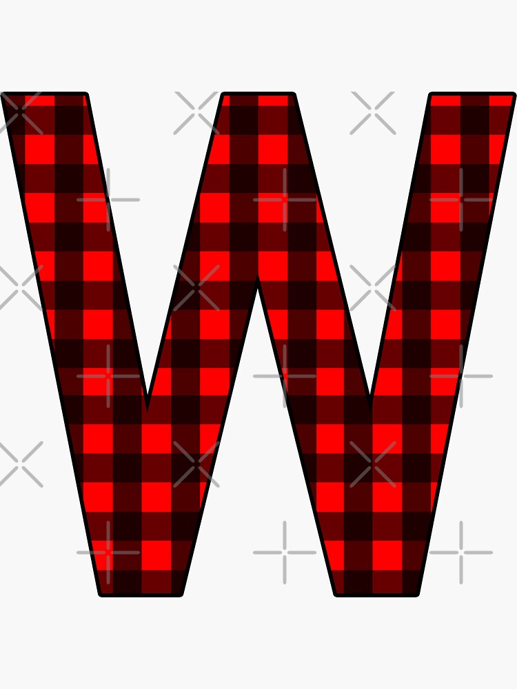 "The Letter W - Monogram in Red and Black Buffalo Plaid" Sticker for ...