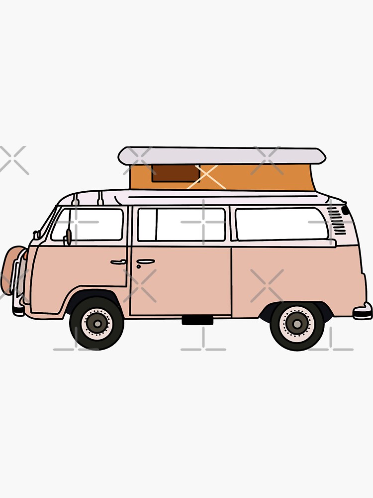 "pink retro van" Sticker for Sale by chloemadesigns | Redbubble