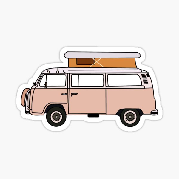 "pink retro van" Sticker for Sale by chloemadesigns | Redbubble
