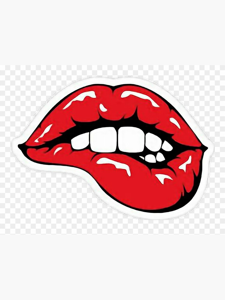 "Lip Bite Art" Sticker for Sale by Mula123 | Redbubble