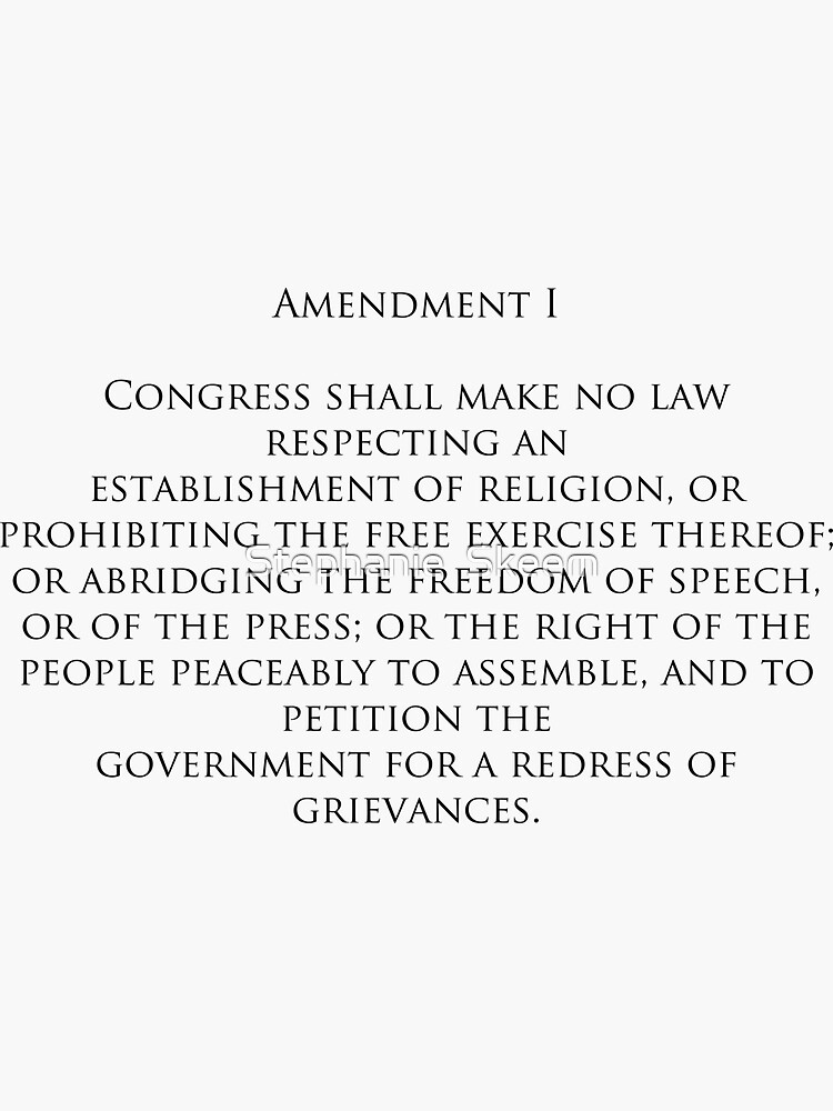 "First amendment " Sticker by 3bubblez | Redbubble