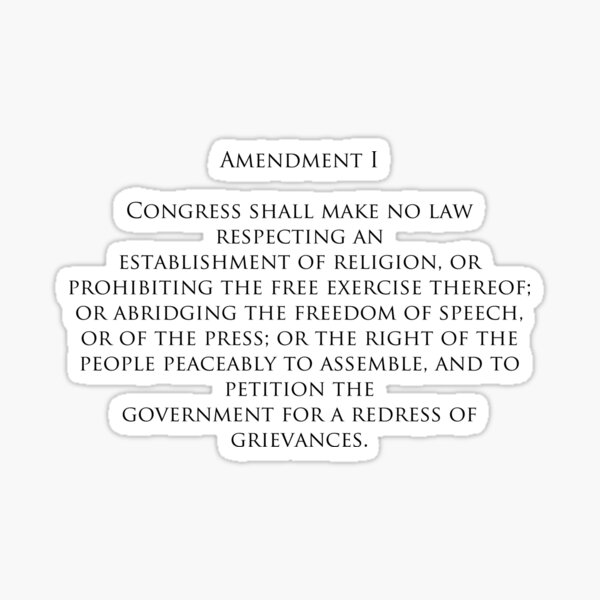 "First amendment " Sticker by 3bubblez | Redbubble