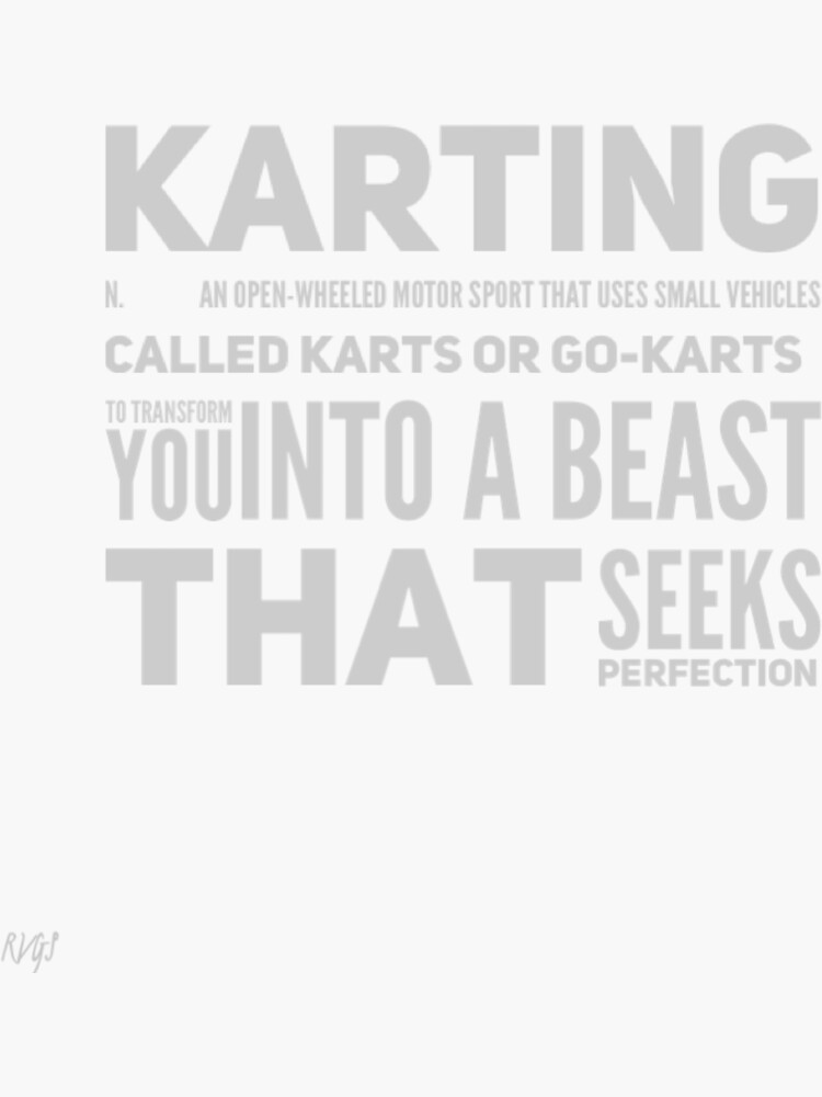 "Karting definition " Sticker for Sale by RVGTee | Redbubble