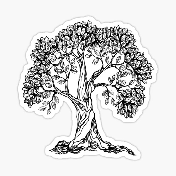 "Tree drawing" Sticker by Origori | Redbubble