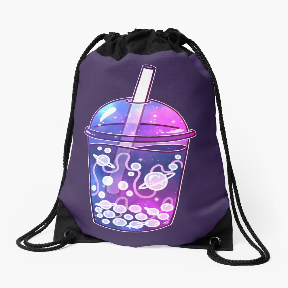 "Galaxy Boba Tea" Drawstring Bag for Sale by heysoleilart | Redbubble