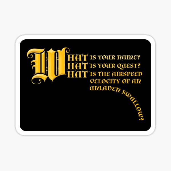 "Answer Me These Questions Three" Sticker for Sale by CuriousCurios ...