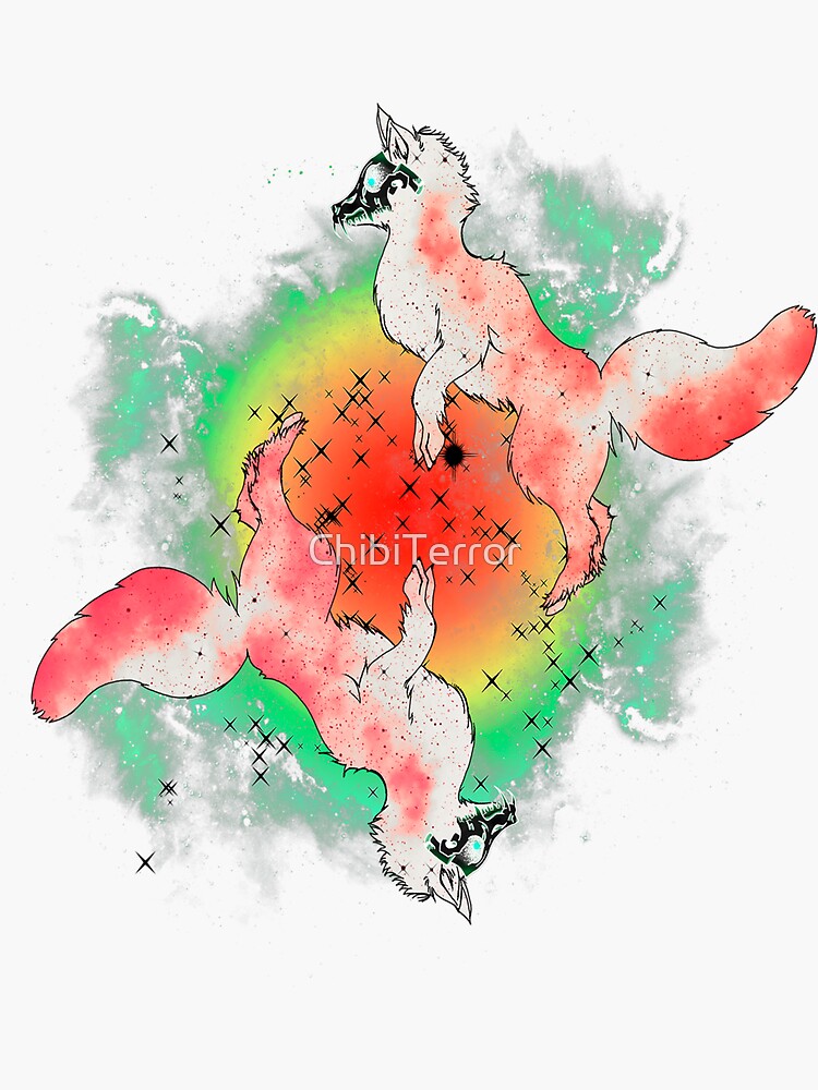 "Neon fox." Sticker for Sale by ChibiTerror | Redbubble