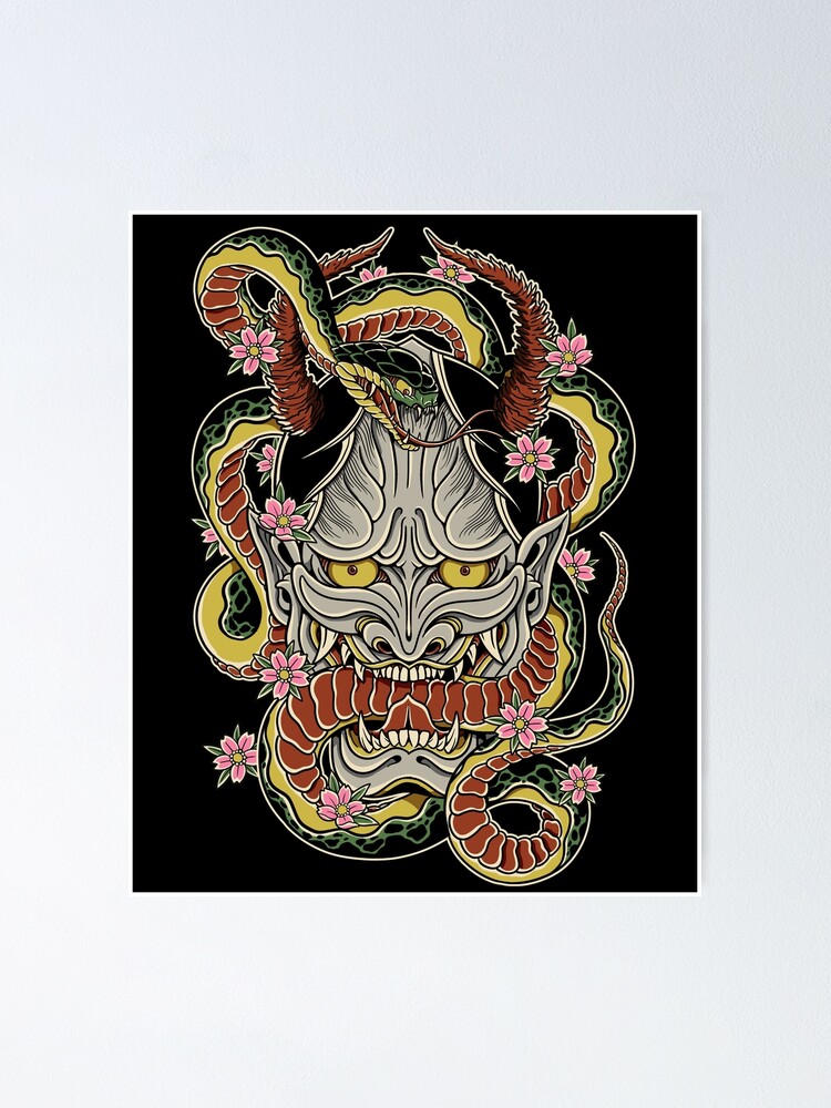 "Japanese Serpent Demon Tee" Poster for Sale by HINKLE | Redbubble