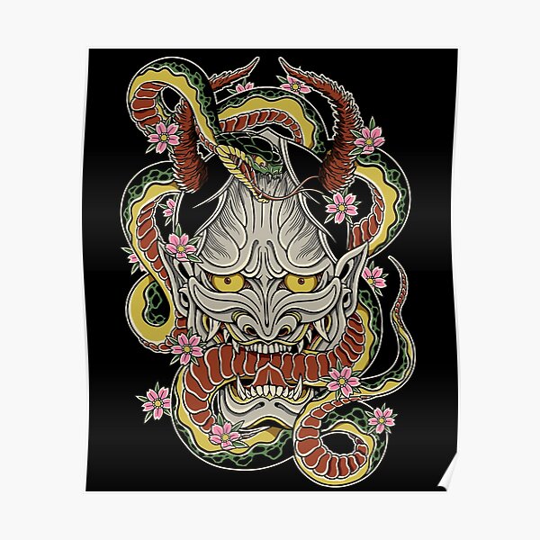 "Japanese Serpent Demon Tee" Poster for Sale by HINKLE | Redbubble