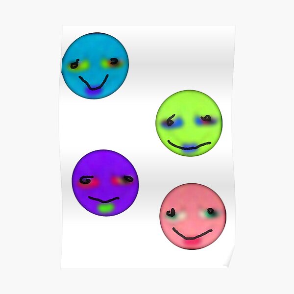 "cursed smiley face x4" Poster by ursiepercy | Redbubble