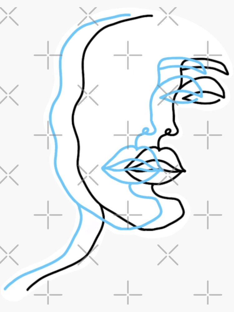 "Two Face (blue and black)- Monoline" Sticker for Sale by ns1765 ...