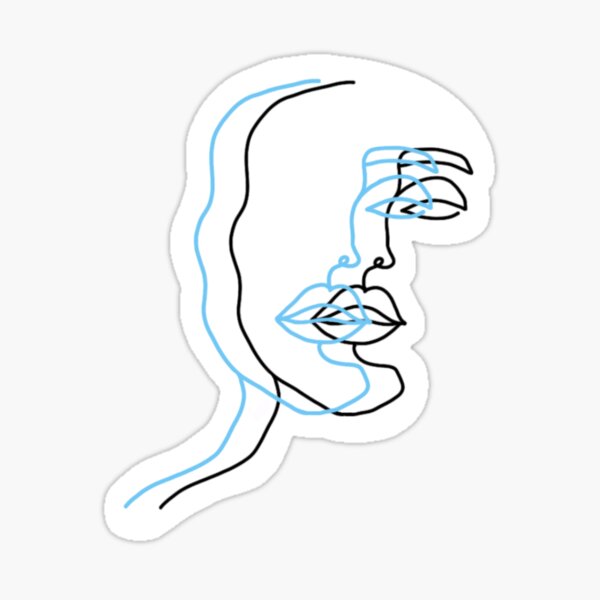 "Two Face (blue and black)- Monoline" Sticker for Sale by ns1765 ...