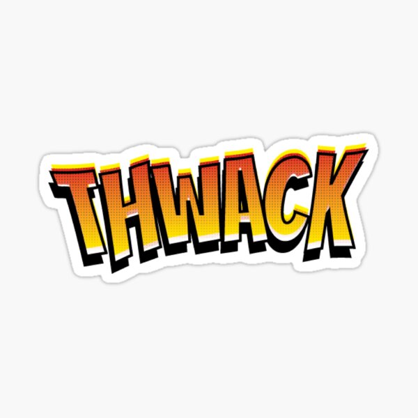 "orange and yellow THWACK comic book type design" Sticker for Sale by ...