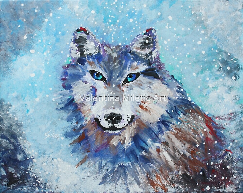 "Snow Wolf - Animal Art by Valentina Miletic" by Valentina Miletic Art ...