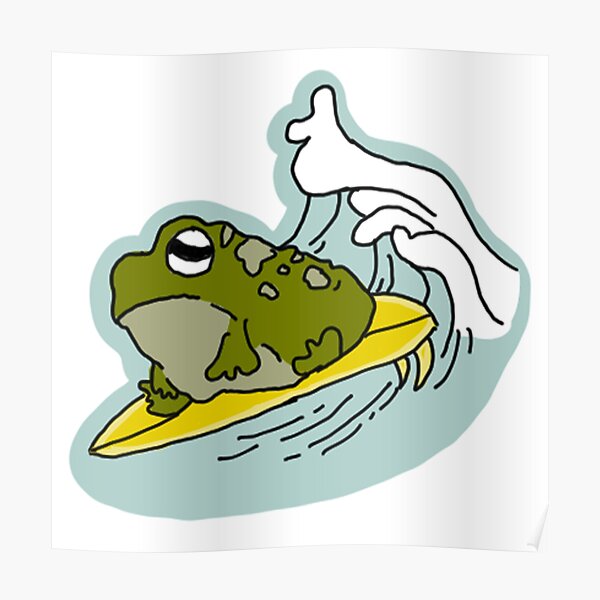 "FROG SURFING" Poster by gabypaige | Redbubble