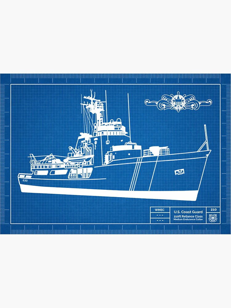 "Blueprint Series - Coast Guard 210 Reliance Class WMEC" Sticker for ...