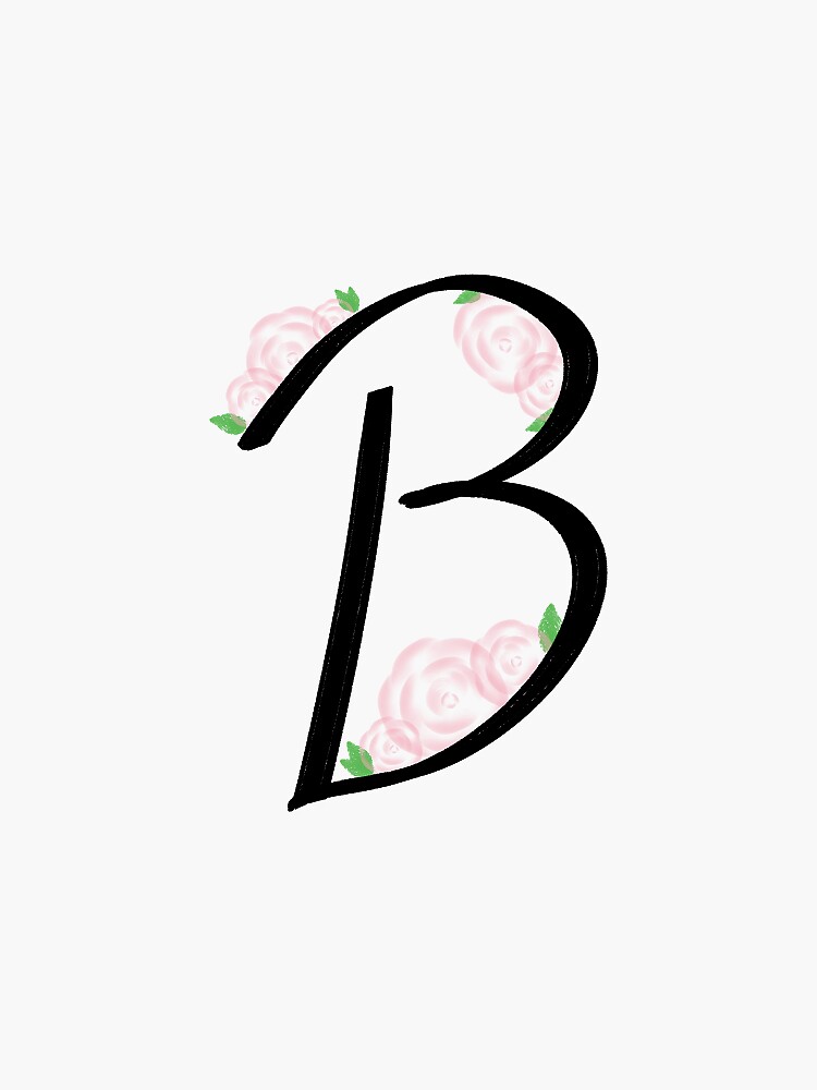 "Monogram letter B with pink roses" Sticker for Sale by pottertheotter ...