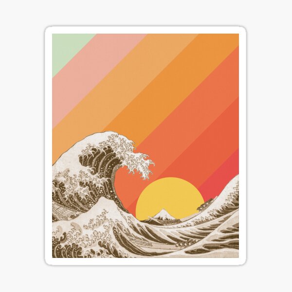 "Great Wave Ocean Vintage Retro Aesthetic " Sticker for Sale by ...