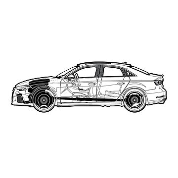 "Audi RS3 Blueprint" Sticker for Sale by in-transit | Redbubble