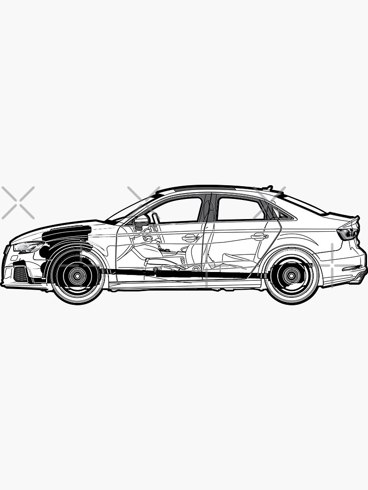 "Audi RS3 Blueprint" Sticker for Sale by in-transit | Redbubble