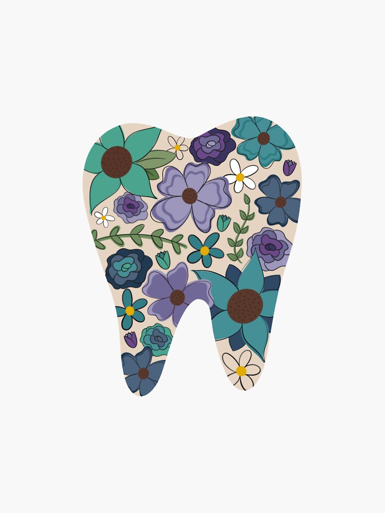 "Cool Floral Tooth" Sticker for Sale by artkita | Redbubble
