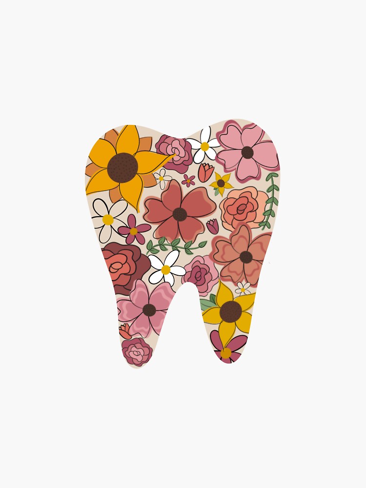 "Warm Floral Tooth" Sticker for Sale by artkita | Redbubble