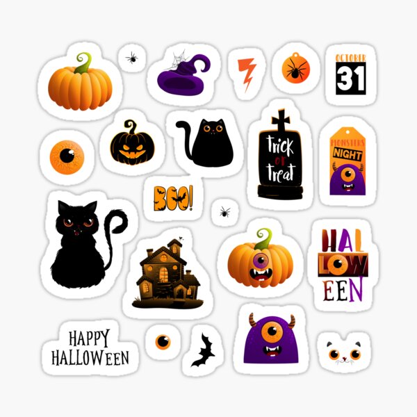 "Stickers - Halloween Set" Sticker for Sale by graphicnology | Redbubble