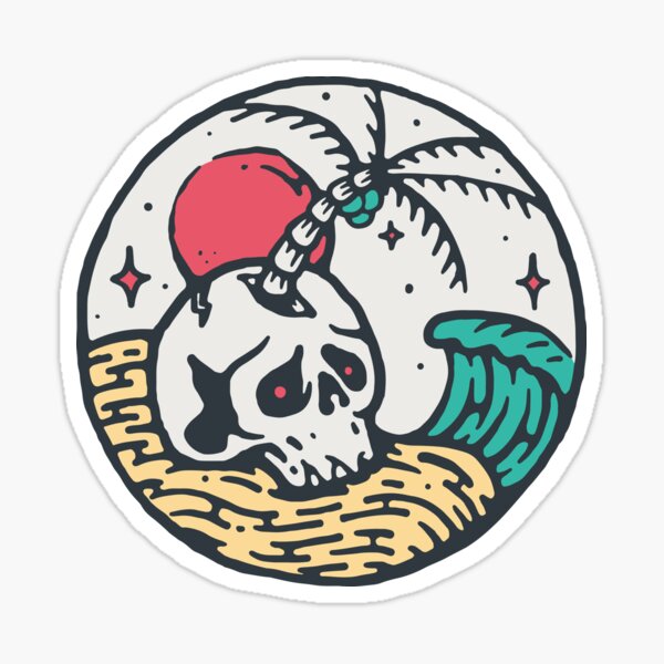 "Skull and Beach" Sticker for Sale by quilimostock | Redbubble