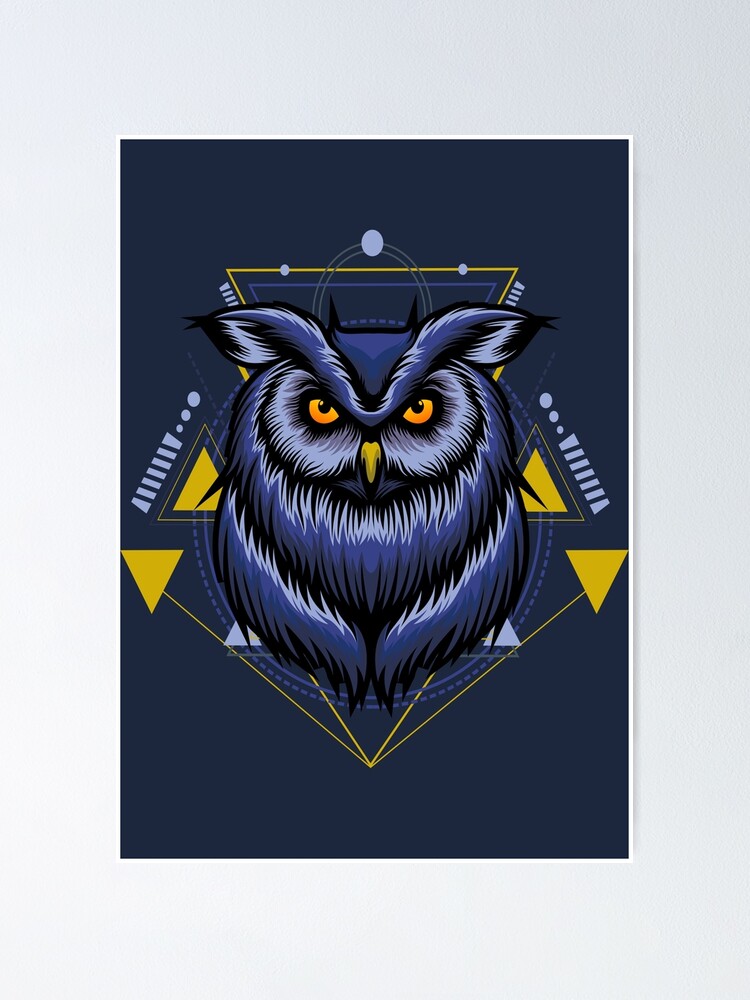 "Geometric Blue Owl " Poster for Sale by VibrantGifts | Redbubble