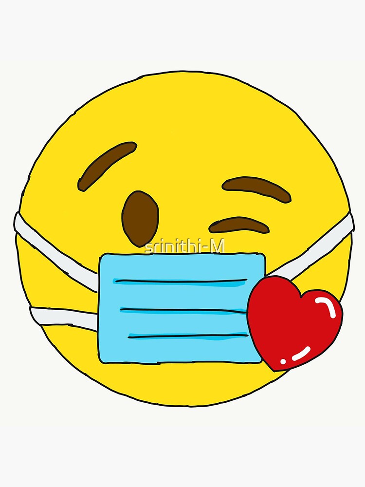 "Kissy Face Emoji with a Mask" Sticker for Sale by srinithi-M | Redbubble