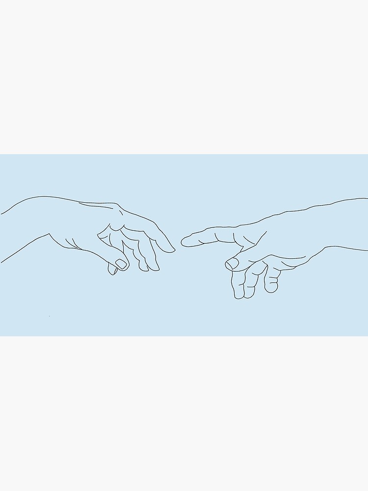 The creation of Adam detail Line Art - Michelangelo Premium Matte ...