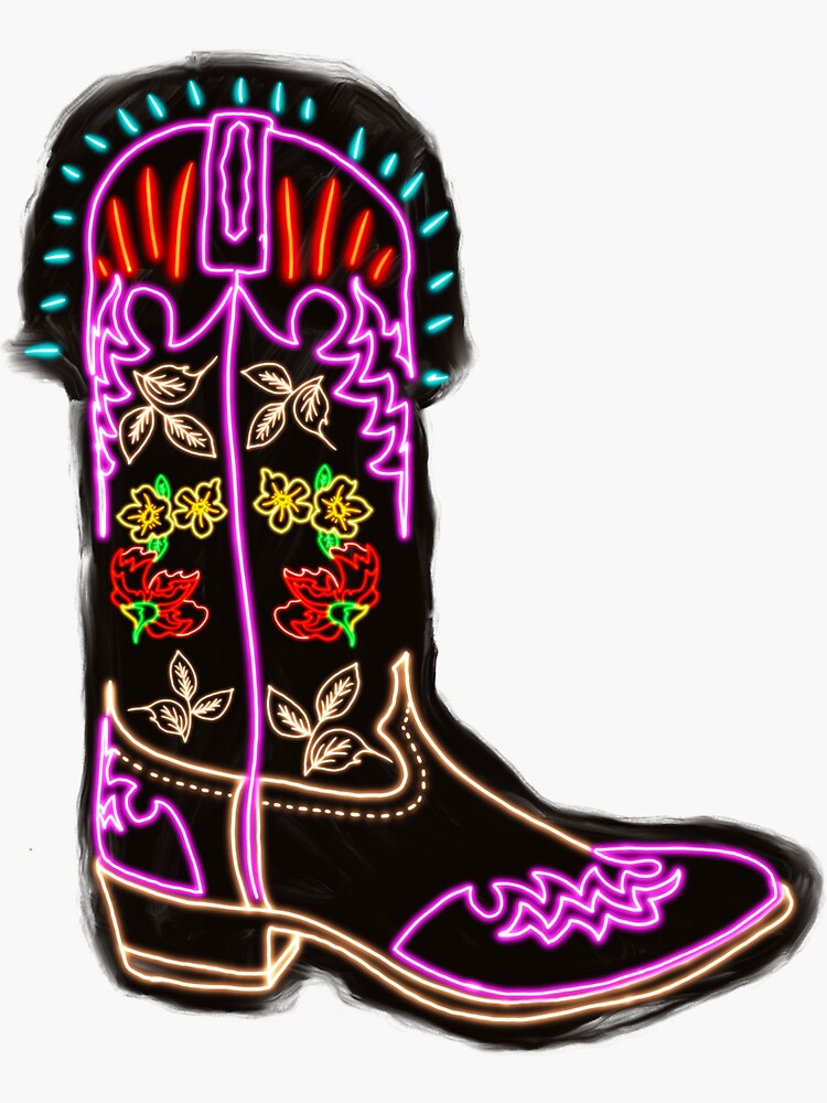 "Neon Cowboy boots " Sticker by mrahgazi | Redbubble